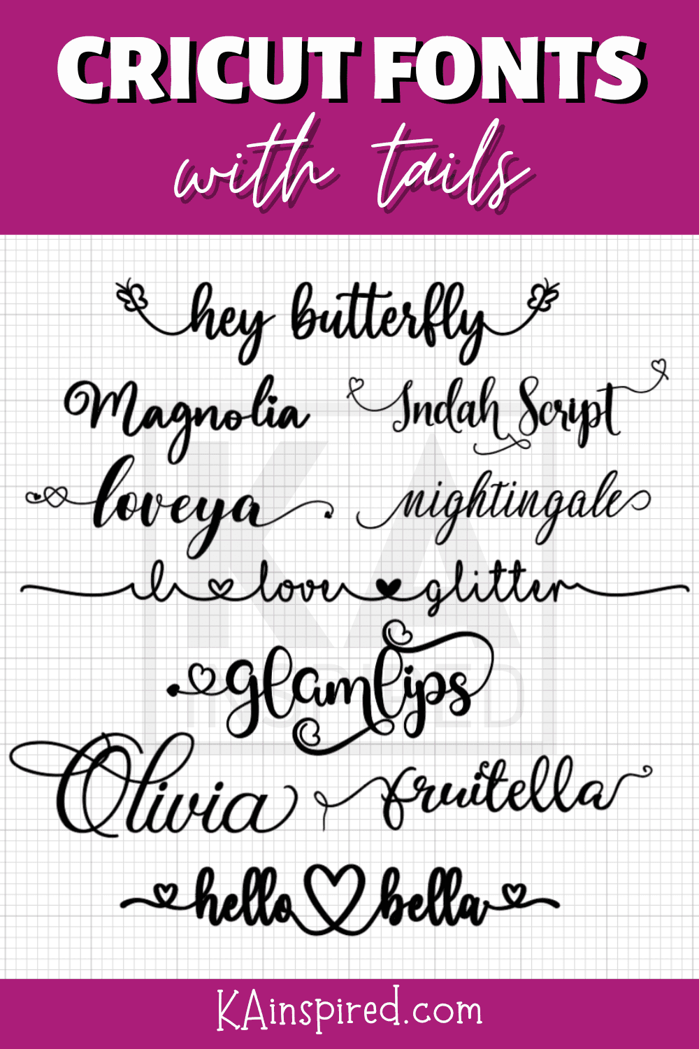 FREE CRICUT FONTS WITH TAILS AND EXTRA GLYPHS KAinspired