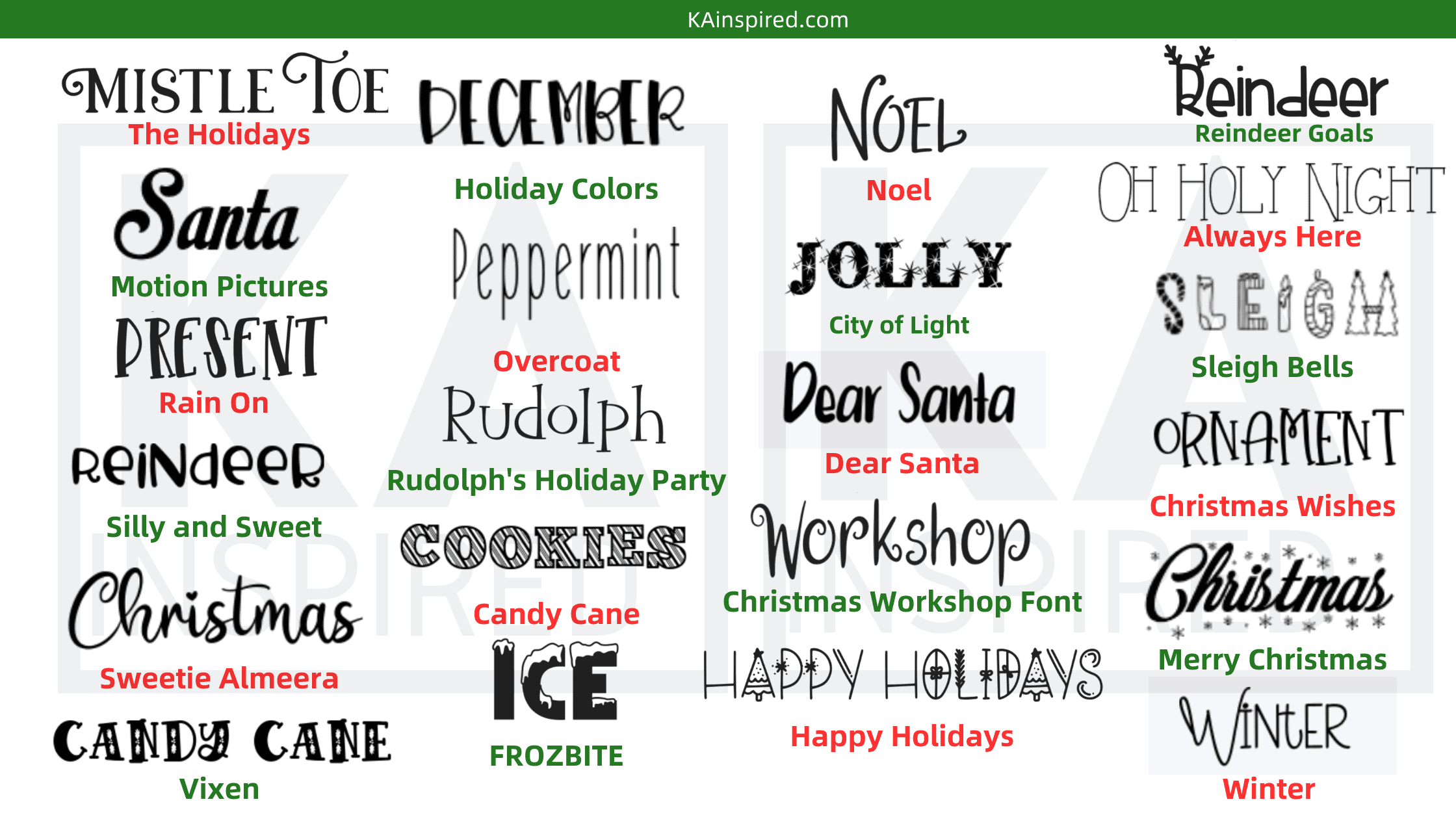 Cricut Christmas Fonts - KAinspired