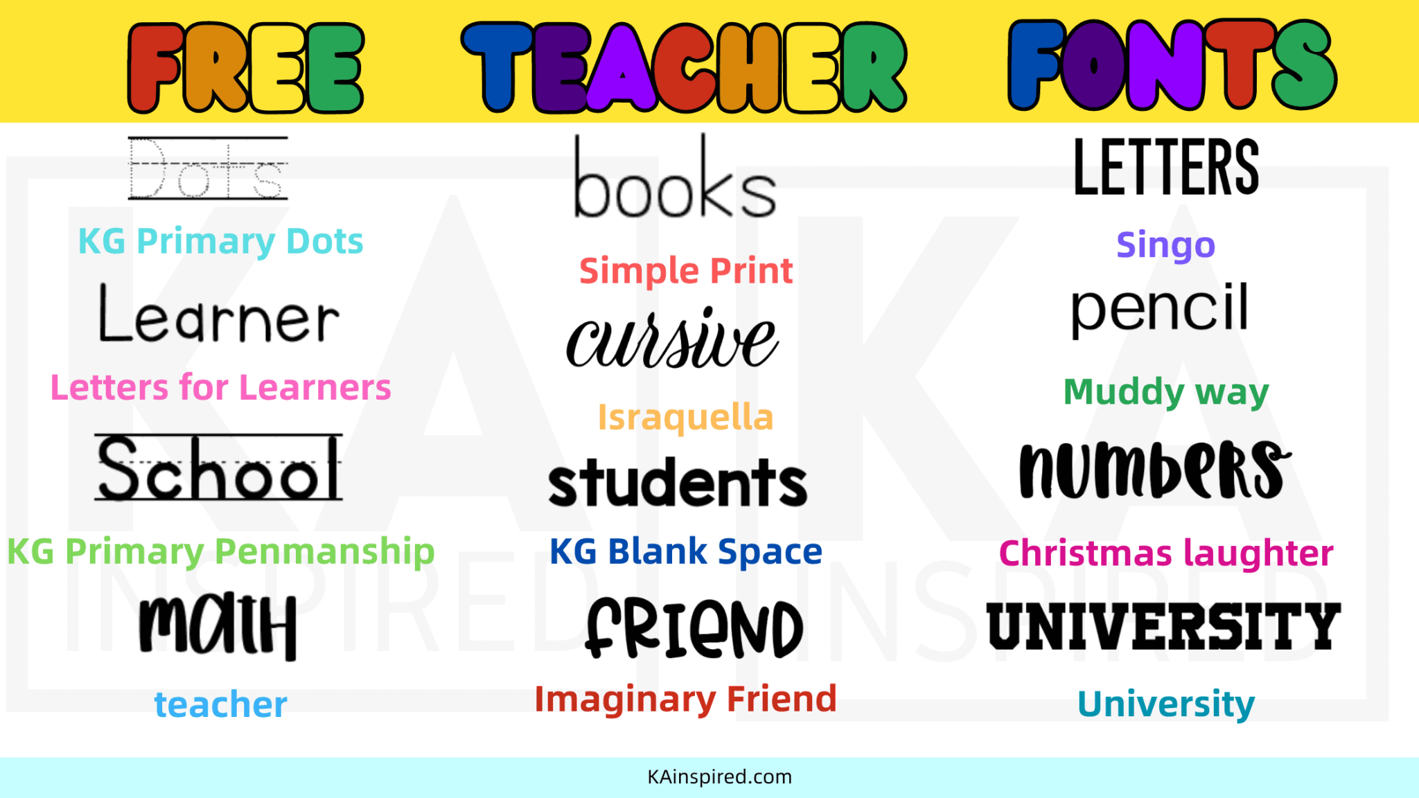 FREE CRICUT TEACHER FONTS - KAinspired